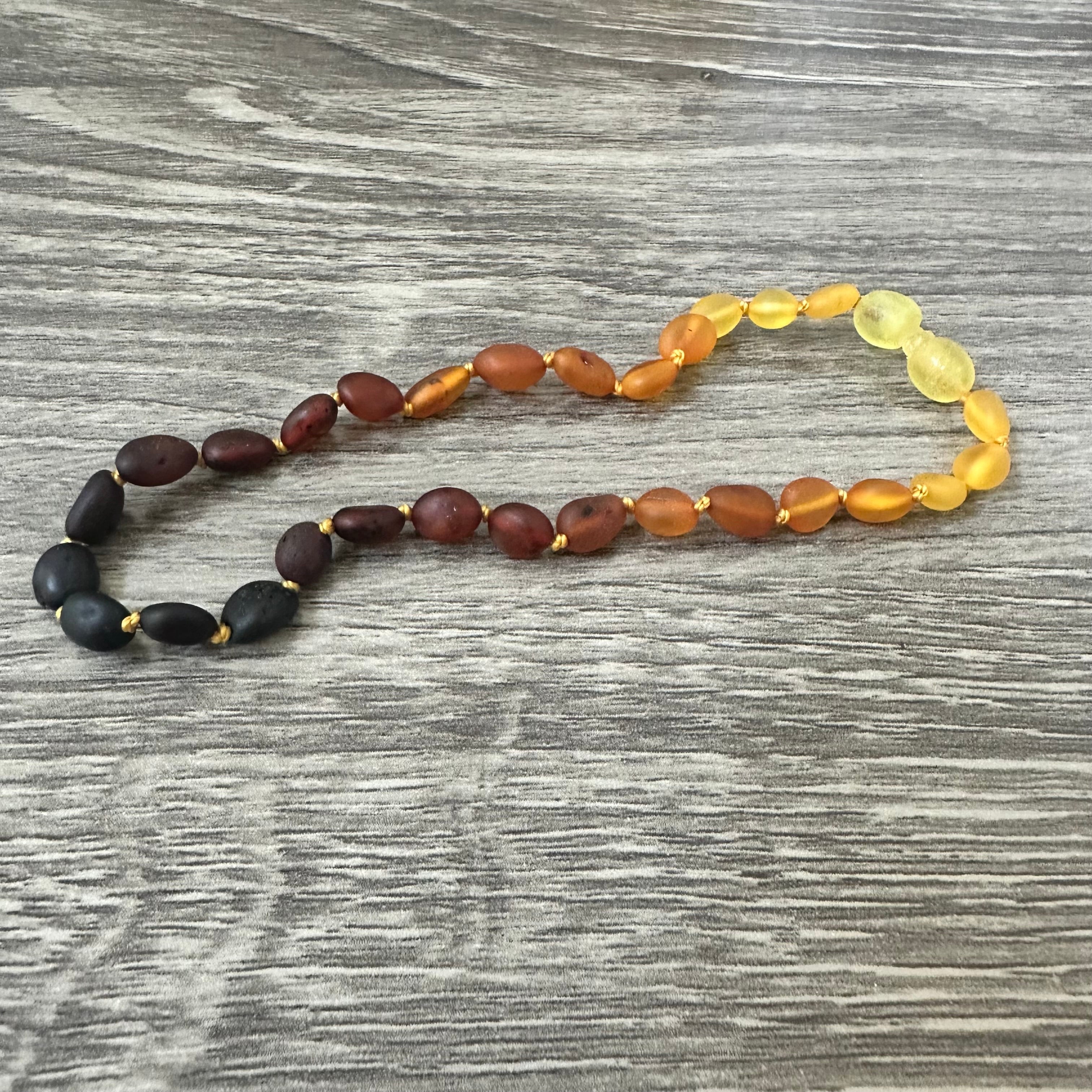 Raw Rainbow Bean Amber Necklace - Limited Edition
