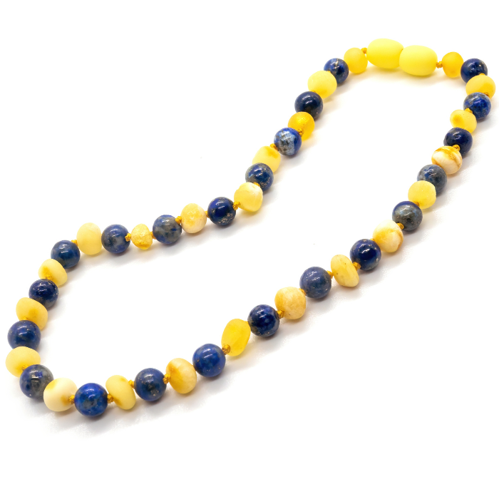 Baltic Amber Necklace for ADHD + Lapis Lazuli Anti Anxiety and Stress