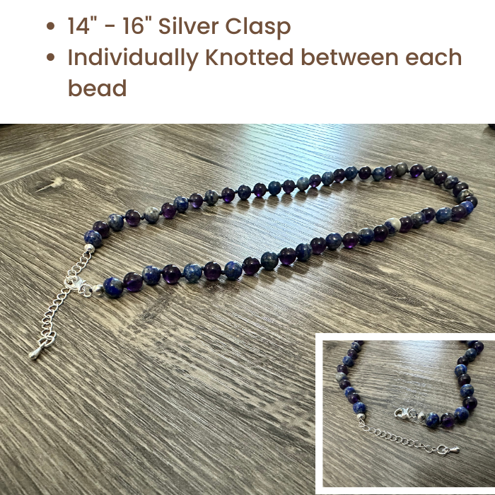 ADHD Lapis Lazuli Calming Necklace Amber Beads | Baltic Essentials