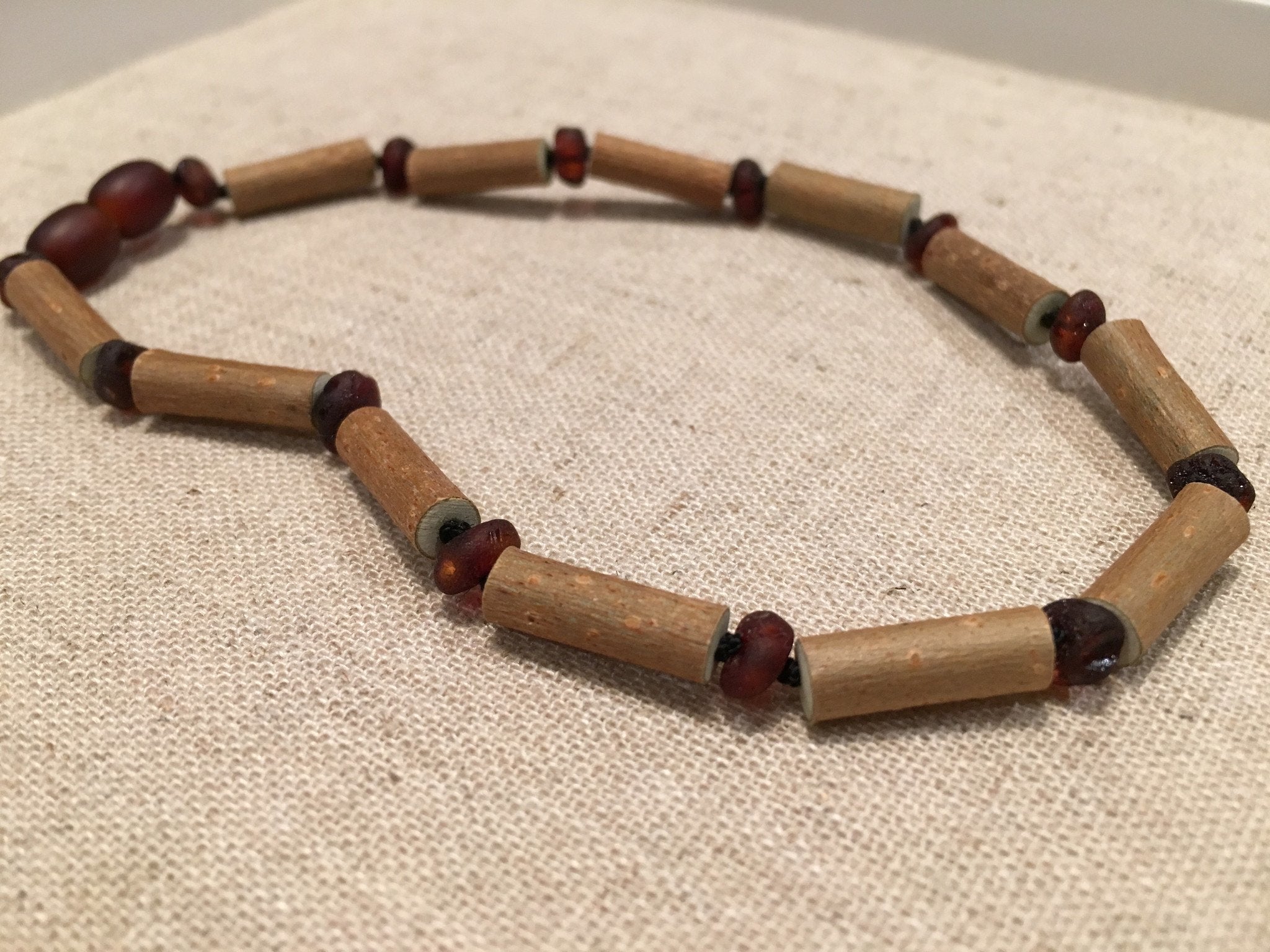 Hazelwood Necklace 11 in Eczema Colic Reflux GERD Rose Green Jasper