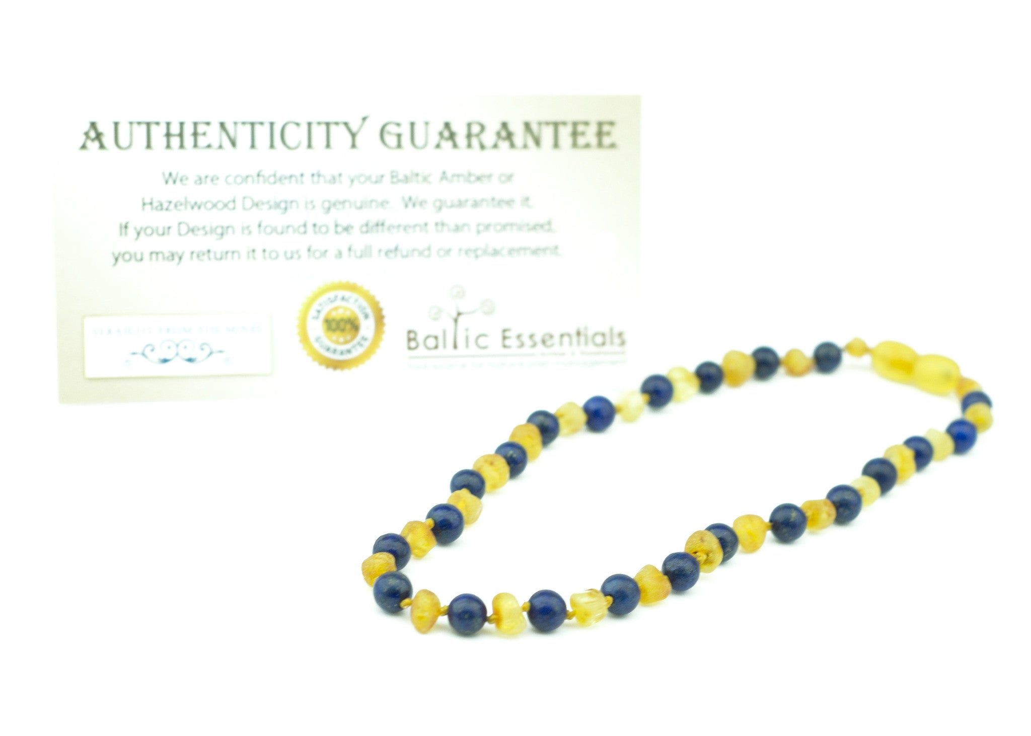 Baltic Amber Necklace for ADHD + Lapis Lazuli Anti Anxiety and Stress