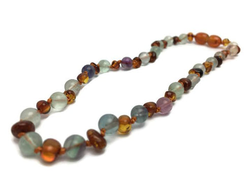 Baltic Amber Necklace Rainbow Mixed Pink Rose Quartz Baby, Infant 11