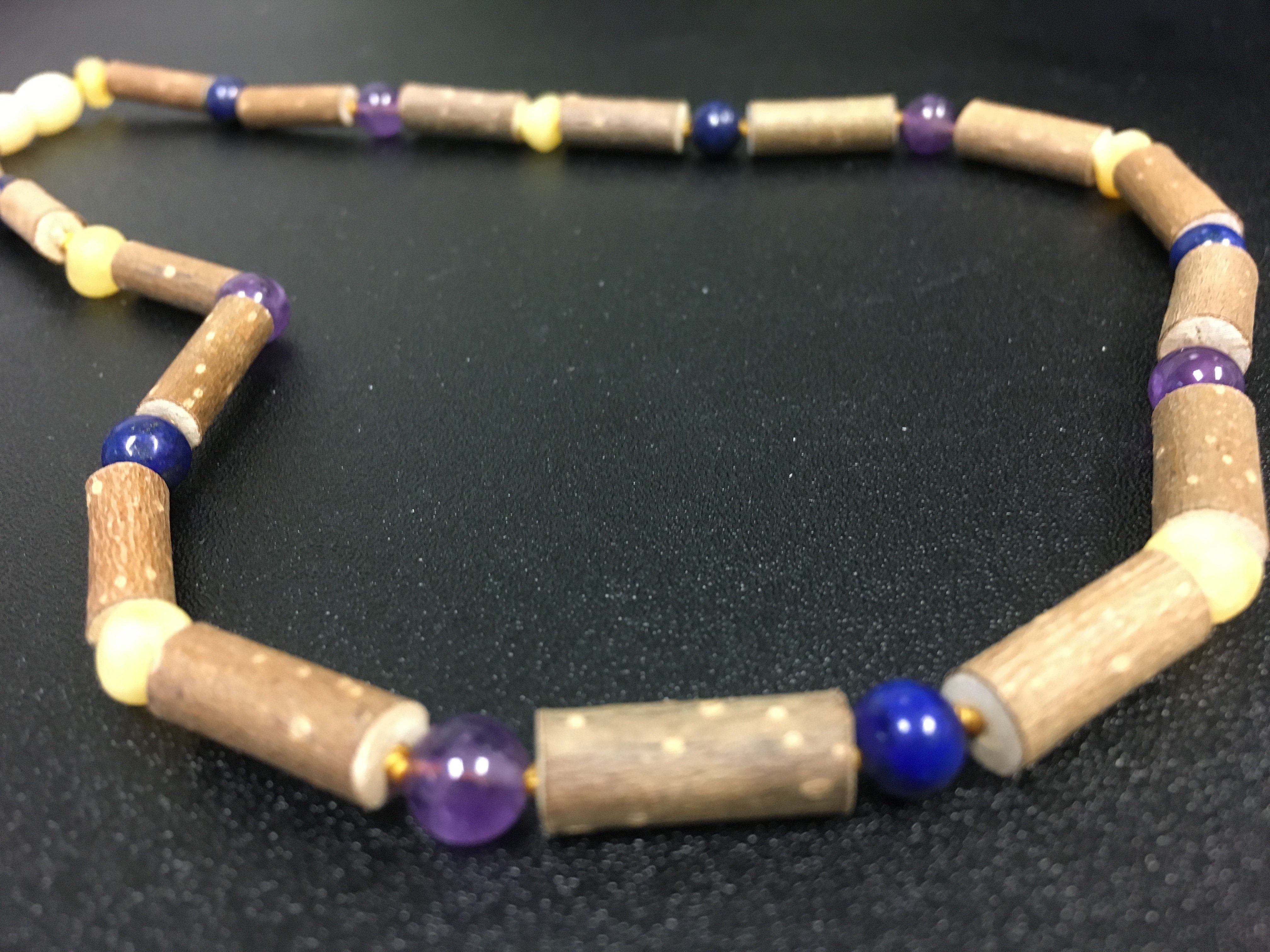 16 Hazelwood Necklace Eczema Reflux Heart Burn Ulcers Amethyst Lapis